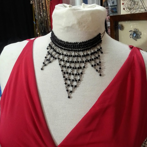 Jewelry | Black Bead Choker Small Bib Necklace 13 3 Ext | Poshmark